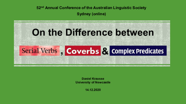 (PDF) On the Difference between Serial Verbs, Coverbs and Complex ...