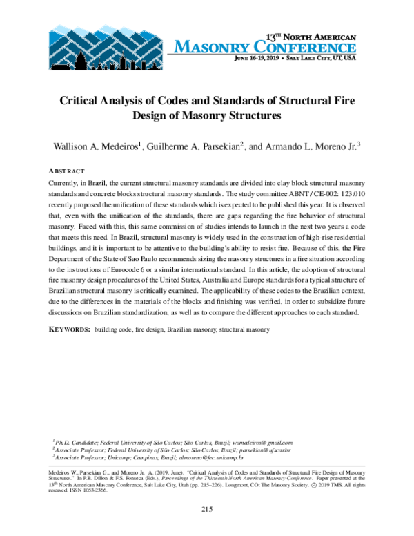 (PDF) Critical analysis of codes and standards of structural fire ...