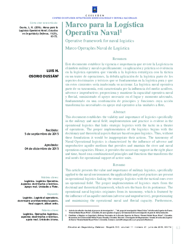 (PDF) Marco para la Logística Operativa Naval