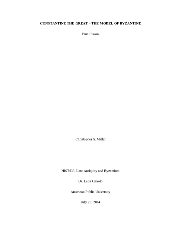 (DOC) CONSTANTINE THE GREAT -THE MODEL OF BYZANTINE