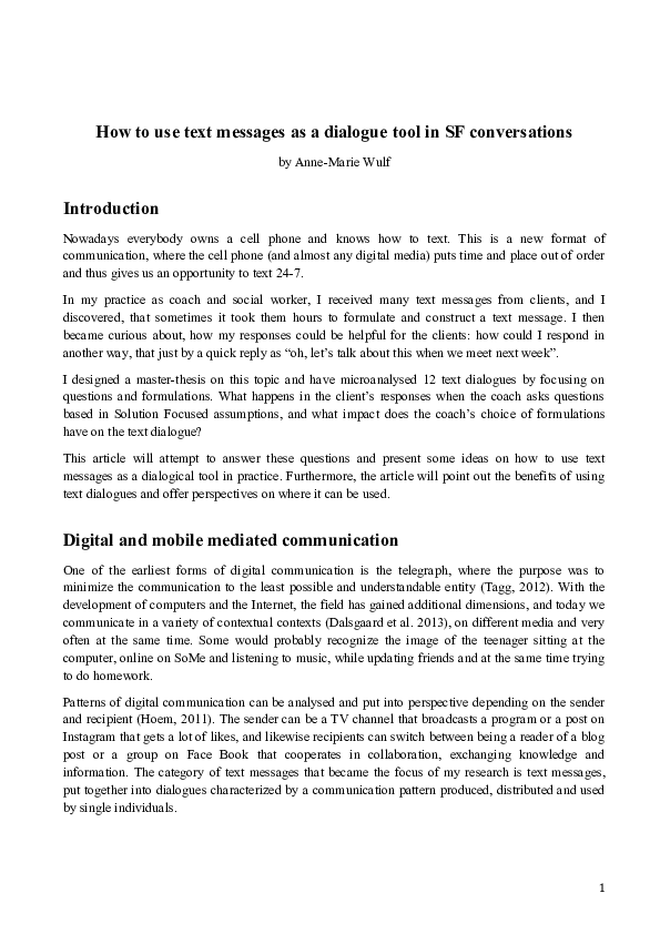 (DOC) How to use text messages as a dialogue tool in SF conversations