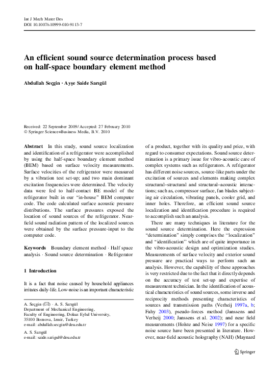 (PDF) An efficient sound source determination process based on half ...