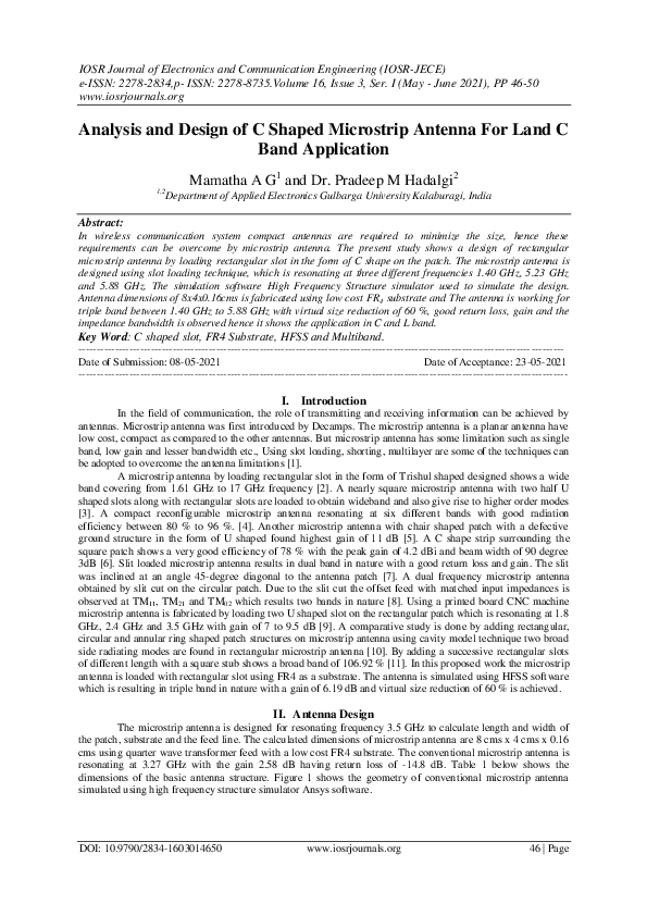 (PDF) Analysis and Design of C Shaped Microstrip Antenna For Land C ...