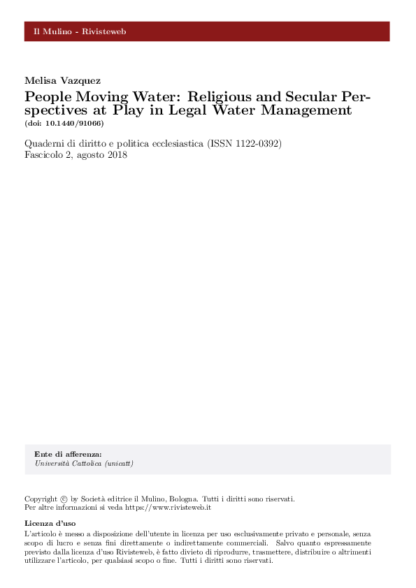 (PDF) People Moving Water: religious and secular perspectives at play ...