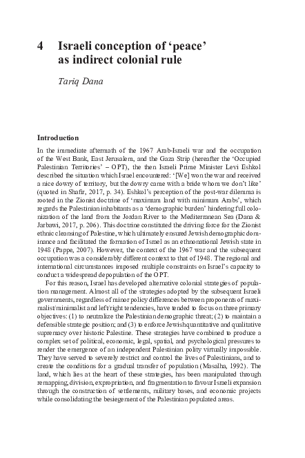 (PDF) Israeli conception of ‘peace’ as indirect colonial rule
