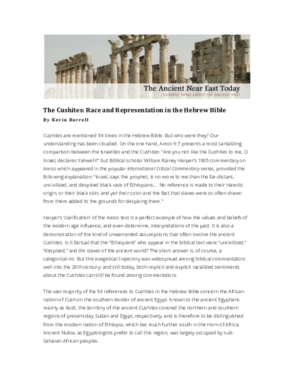 (PDF) The Cushites: Race and Representation in the Hebrew Bible