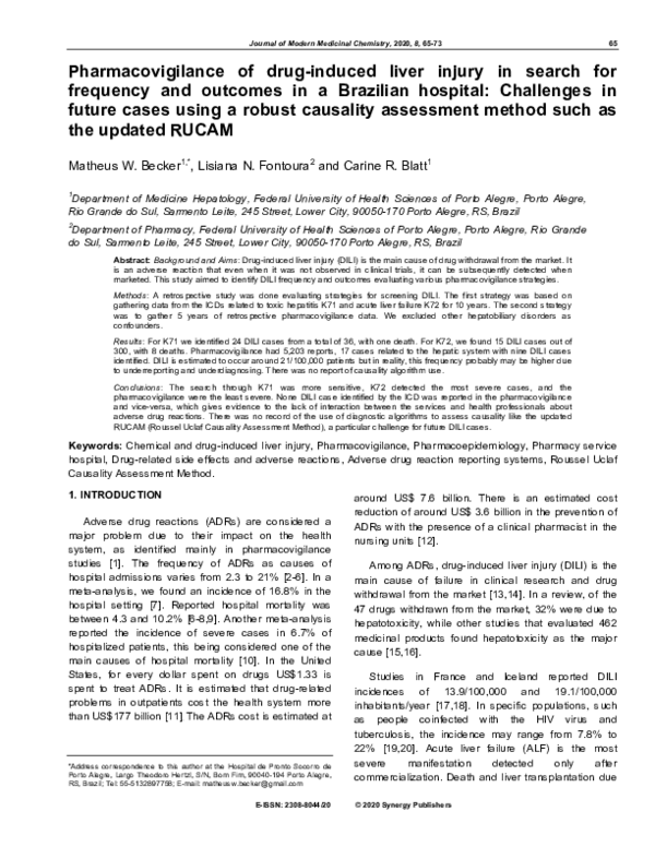 (PDF) Pharmacovigilance of drug-induced liver injury in search for ...