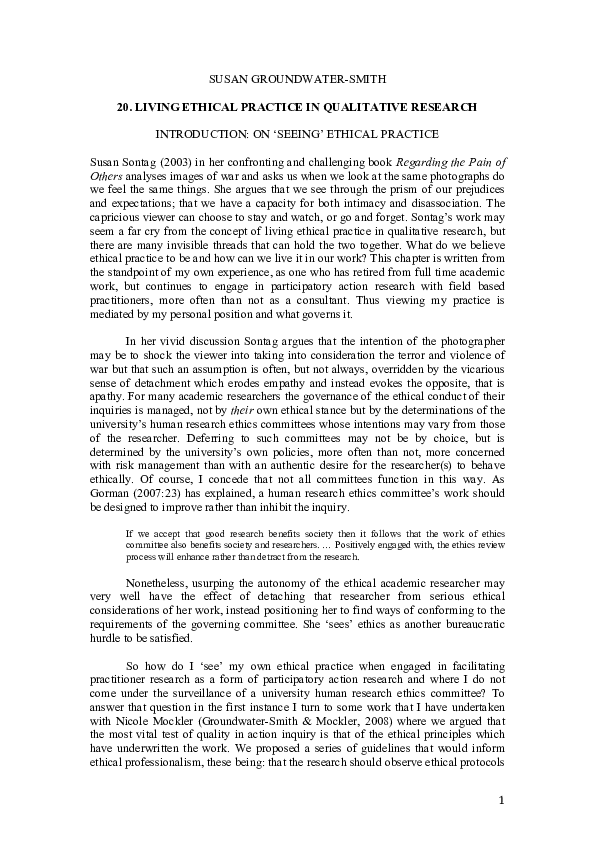 (PDF) Living Ethical Practice in Qualitative Research
