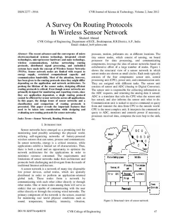 (PDF) A survey on routing protocols in Wireless Sensor Networks