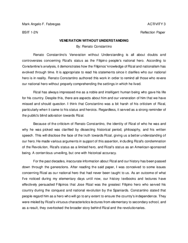 (PDF) A Reflection Paper about " Veneration without Understanding by ...