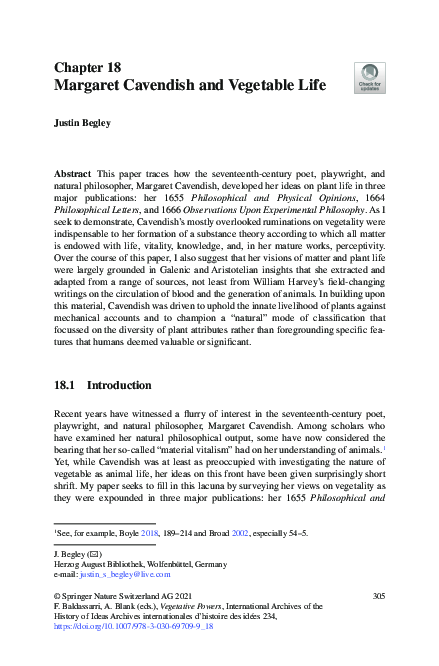 (PDF) Margaret Cavendish and Vegetable Life