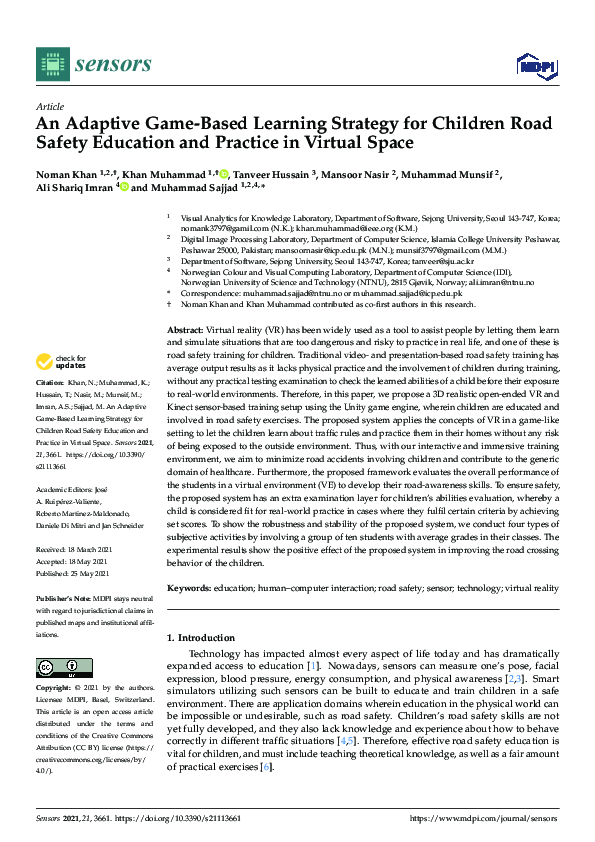 (PDF) An Adaptive Game-Based Learning Strategy for Children Road Safety Education and Practice ...