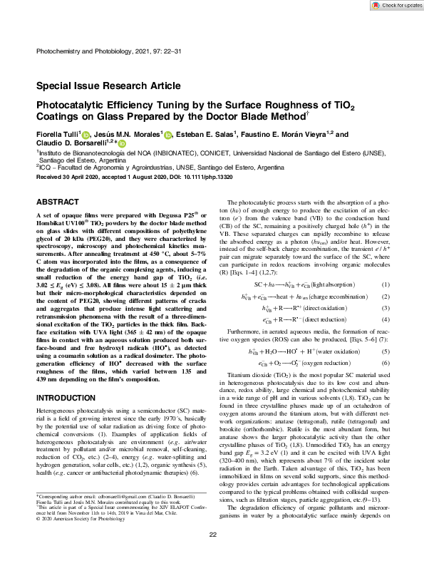 (PDF) Special Issue Research Article Photocatalytic Efficiency Tuning ...
