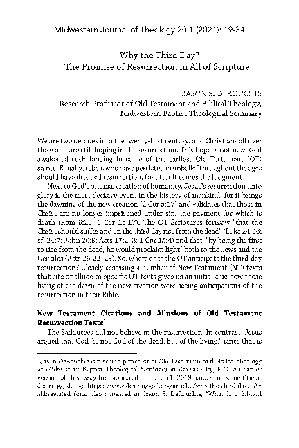 (PDF) Why the Third Day? The Promise of Resurrection in All of Scripture