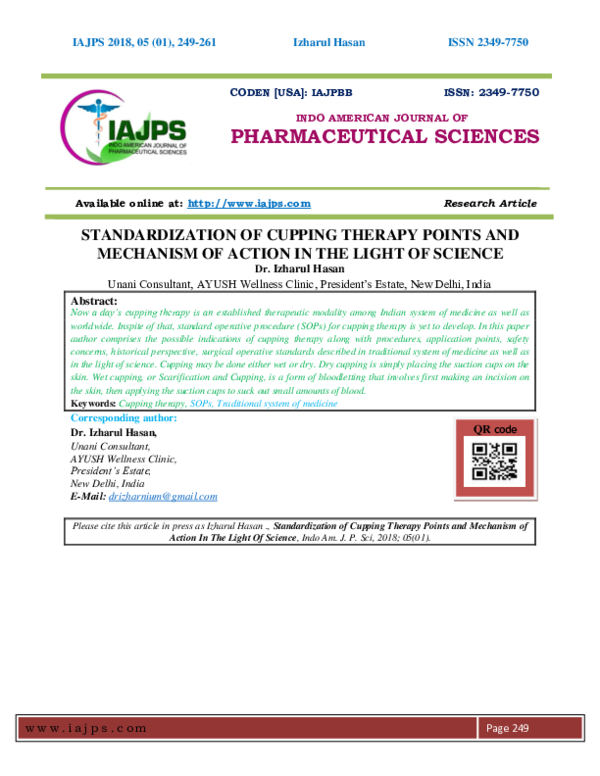 (PDF) STANDARDIZATION OF CUPPING THERAPY POINTS AND MECHANISM OF ACTION ...