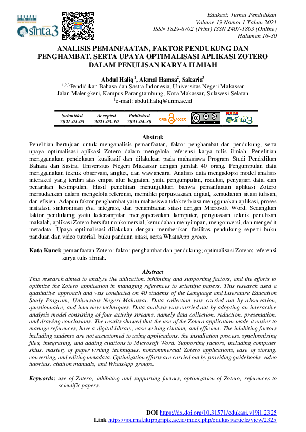 (PDF) ANALISIS PEMANFAATAN, FAKTOR PENDUKUNG DAN PENGHAMBAT, SERTA ...