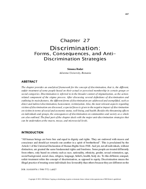 (PDF) Discrimination: Forms, Consequences, and Anti-Discrimination ...