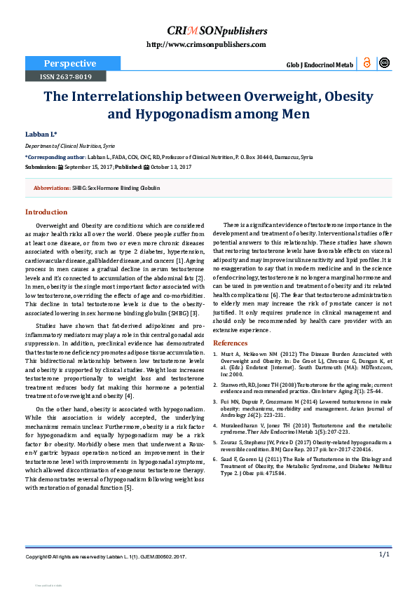 (PDF) The Interrelationship between Overweight, Obesity and ...