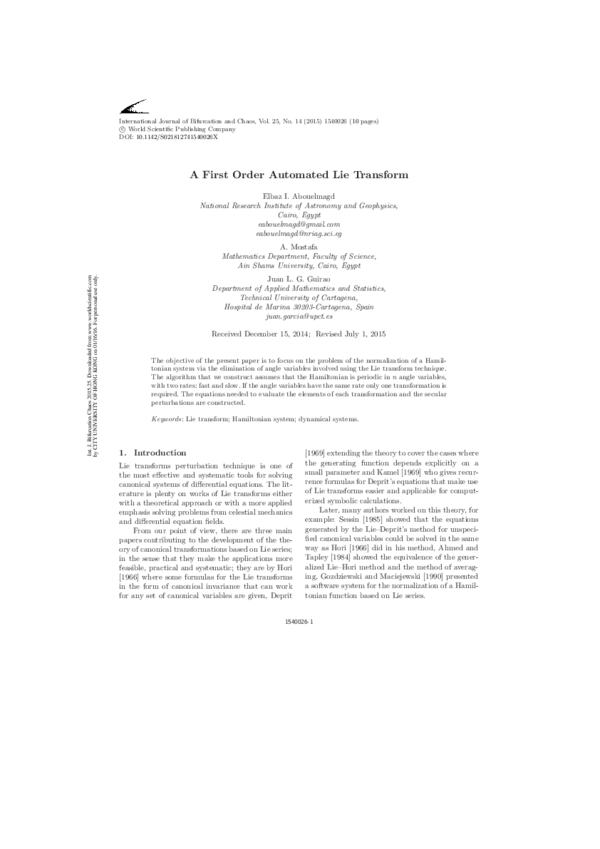 Pdf A First Order Automated Lie Transform Elbaz I Abouelmagd