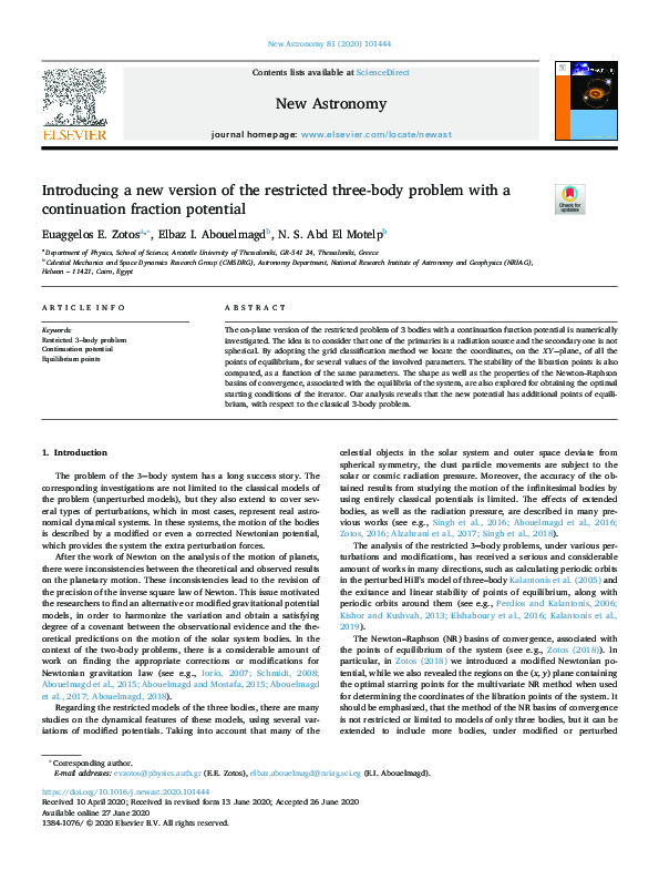 (PDF) Introducing a new version of the restricted three-body problem ...
