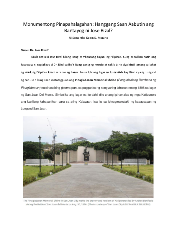 (PDF) Monumentong Pinapahalagahan: Hanggang Saan Aabutin ang Bantayog ...