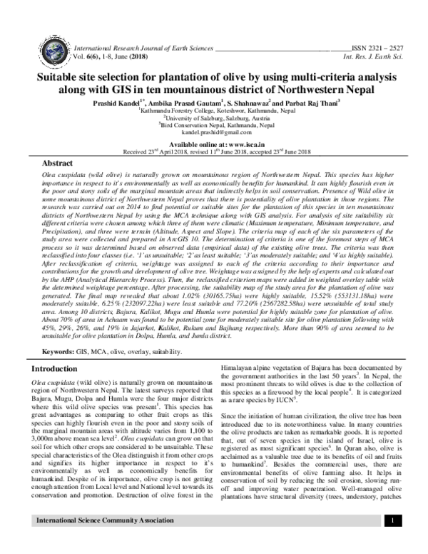 (PDF) Suitable site selection for plantation of along with GIS in ten ...