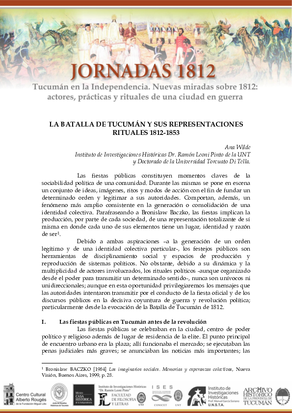 (PDF) LA BATALLA DE TUCUMÁN Y SUS REPRESENTACIONES RITUALES 1812-1853