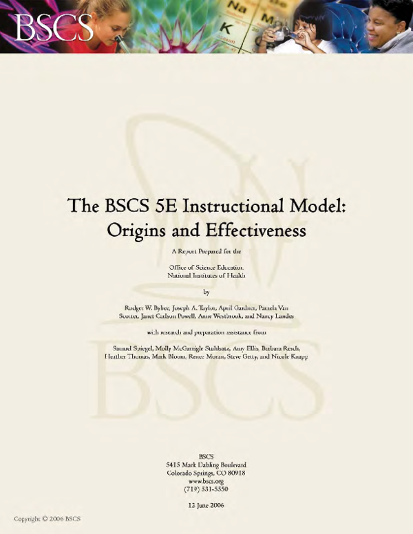 (PDF) BSCS 5E Instructional Model: Origins and Effectiveness