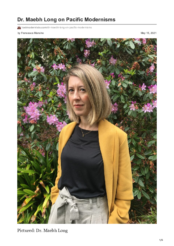 (PDF) Dr Maebh Long on Pacific Modernisms