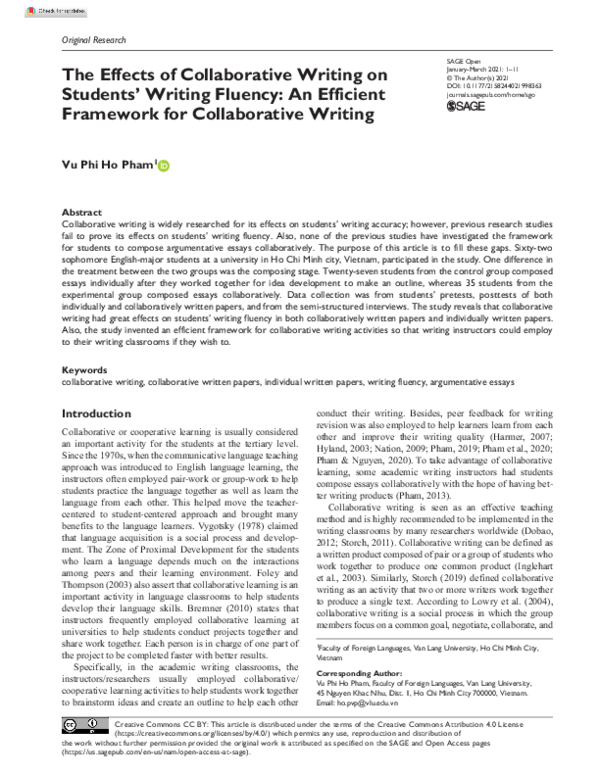 (PDF) The Effects of Collaborative Writing on Students' Writing Fluency ...