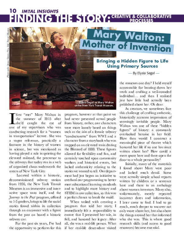 (PDF) Mary Walton: Mother of Invention - Bringing a Hidden Figure to ...