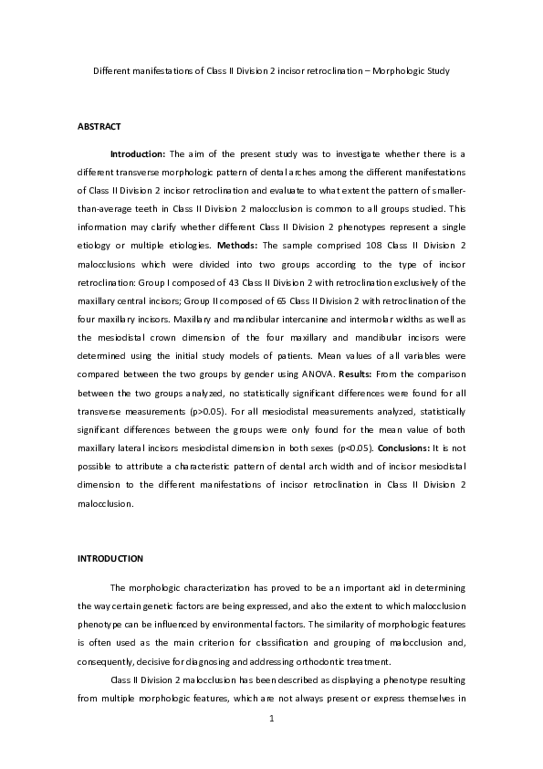 (PDF) Different manifestations of Class II Division 2 incisor ...