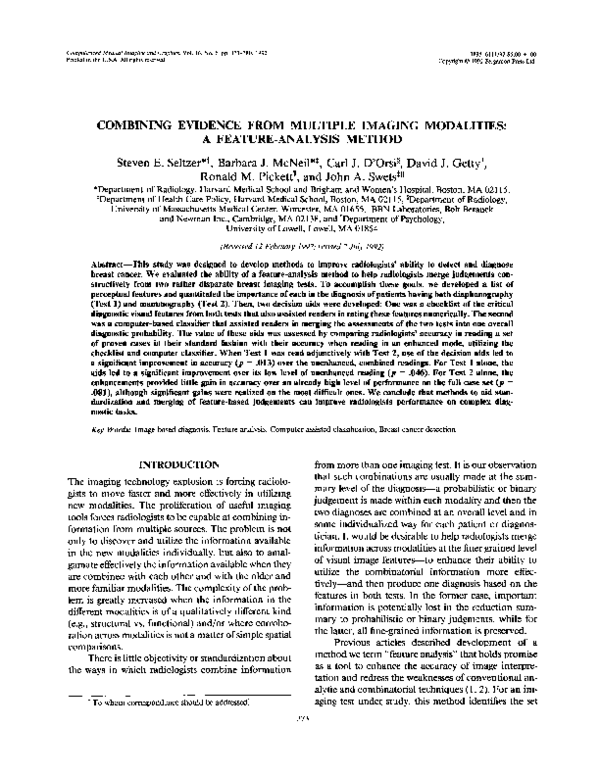 (PDF) Combining evidence from multiple imaging modalities: A feature ...