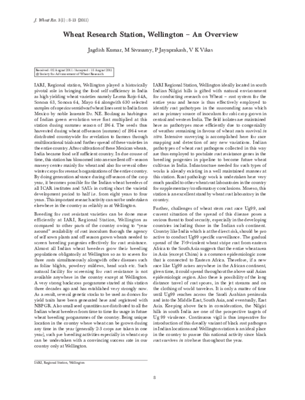 (PDF) Wheat Research Station, Wellington – An Overview