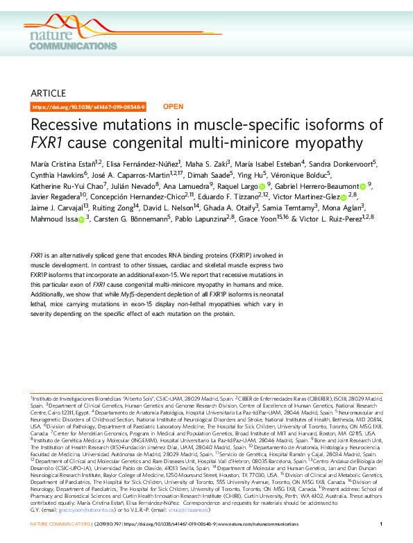 (PDF) Recessive mutations in muscle-specific isoforms of FXR1 cause ...