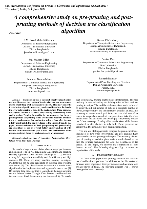 PDF A Comprehensive Study On Pre pruning And Post pruning Methods Of Decision Tree pdf-a-comprehensive-study-on-pre-pruning-and-post-pruning-methods-of-decision-tree