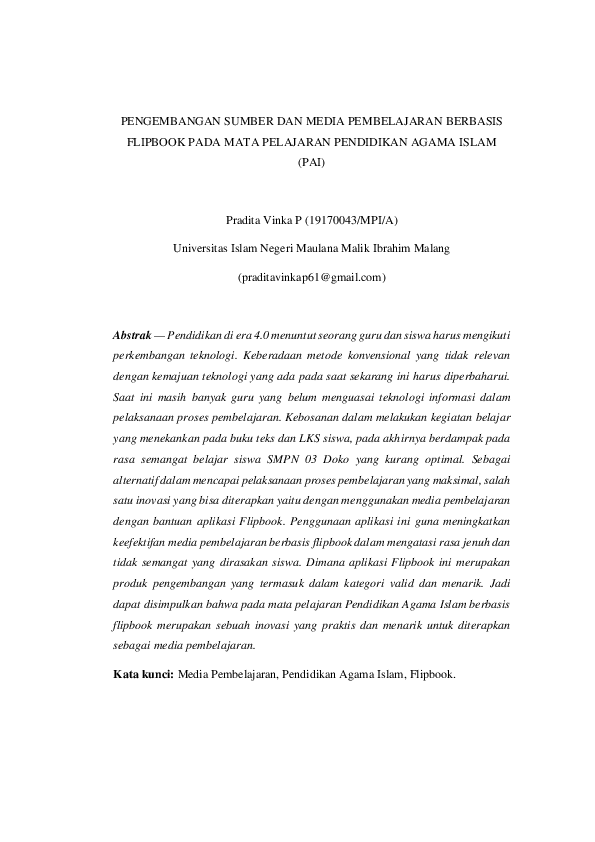 (PDF) PENGEMBANGAN SUMBER DAN MEDIA PEMBELAJARAN BERBASIS FLIPBOOK PADA MATA PELAJARAN ...