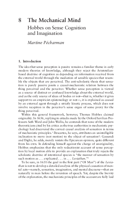 (PDF) The Mechanical Mind. Hobbes on Sense Cognition and Imagination