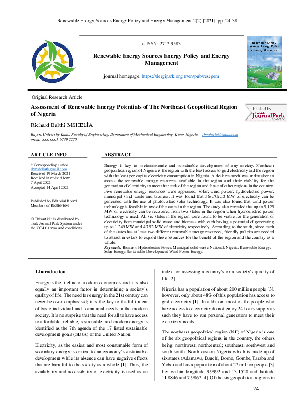 (PDF) Renewable Energy Sources Energy Policy and Energy Management