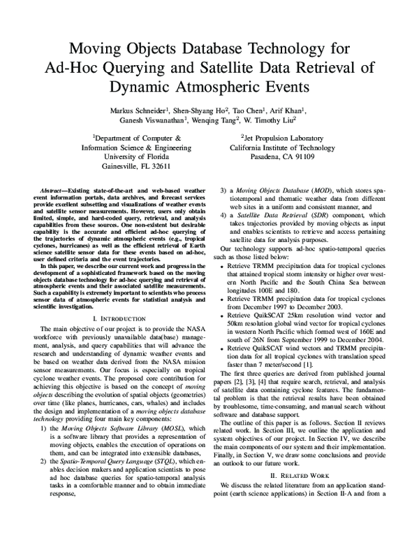 (PDF) Moving Objects Database Technology for Ad-Hoc Querying and Satellite Data Retrieval of ...