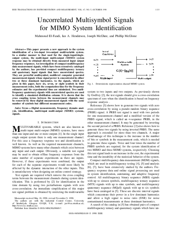 (PDF) Uncorrelated multisymbol signals for MIMO system identification