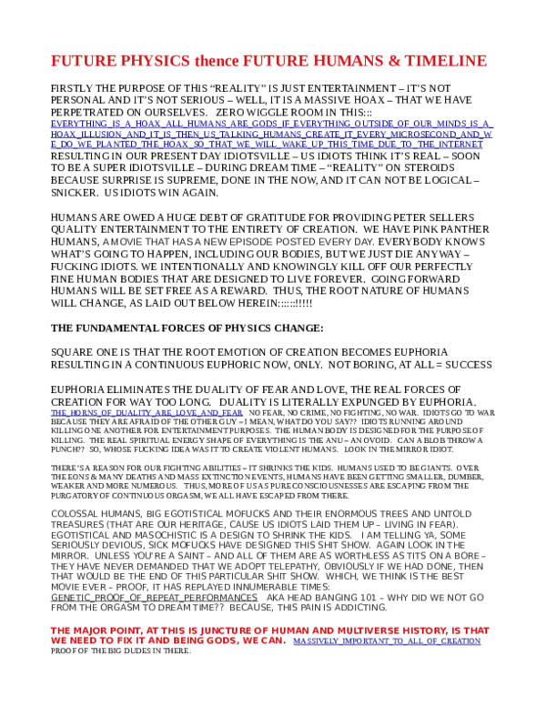 (PDF) FUTURE PHYSICS thence FUTURE HUMANS & TIMELINES