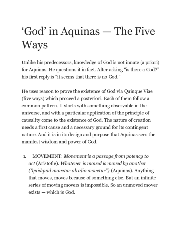 (DOC) 'God' in Aquinas -The Five Ways