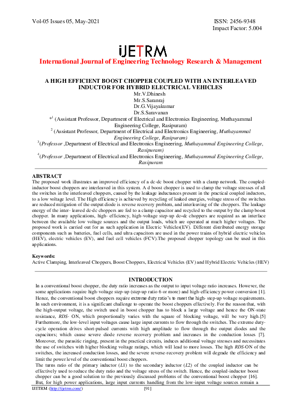 (PDF) A HIGH EFFICIENT BOOST CHOPPER COUPLED WITH AN INTERLEAVED ...