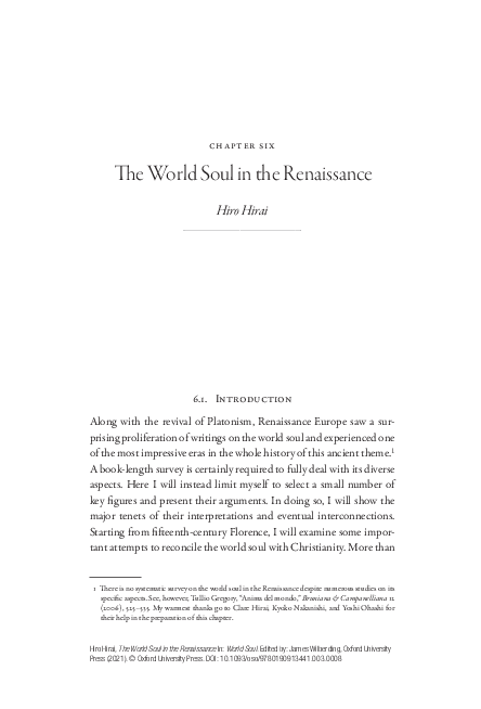 (PDF) "The World Soul in the Renaissance [from Ficino to Campanella and ...