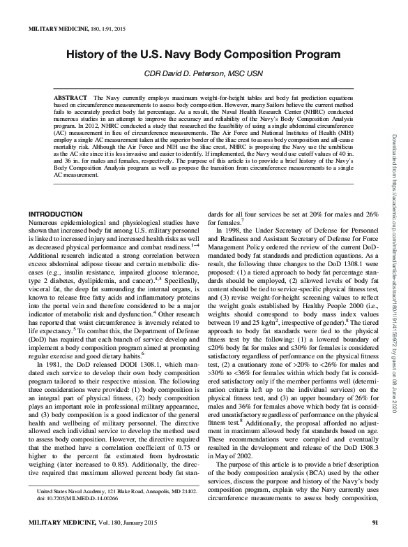 (PDF) History of the u.s. Navy body composition program