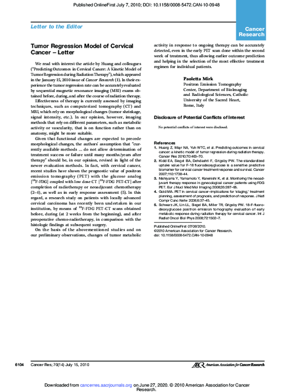 (PDF) Advancing Imaging for Cervical Cancer Therapy