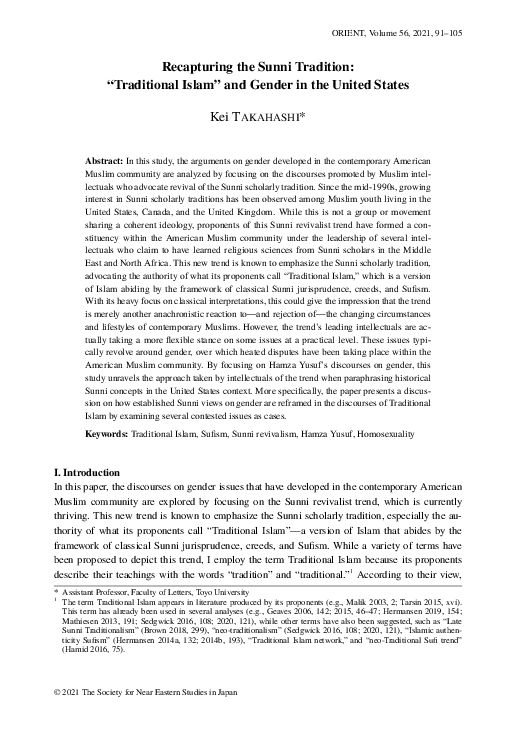 (PDF) Recapturing the Sunni Tradition: “Traditional Islam” and Gender ...