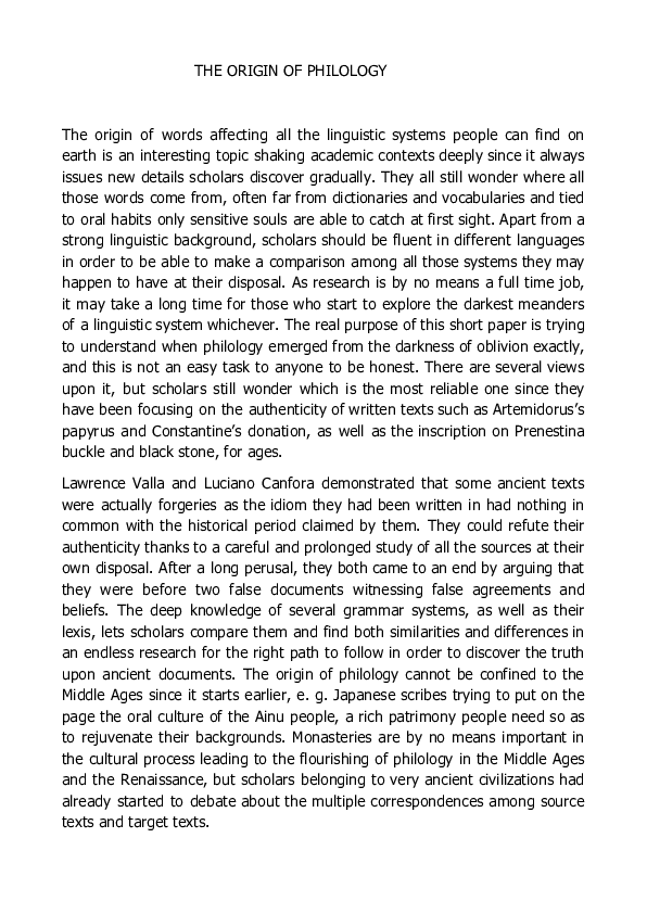 (PDF) THE ORIGIN OF PHILOLOGY