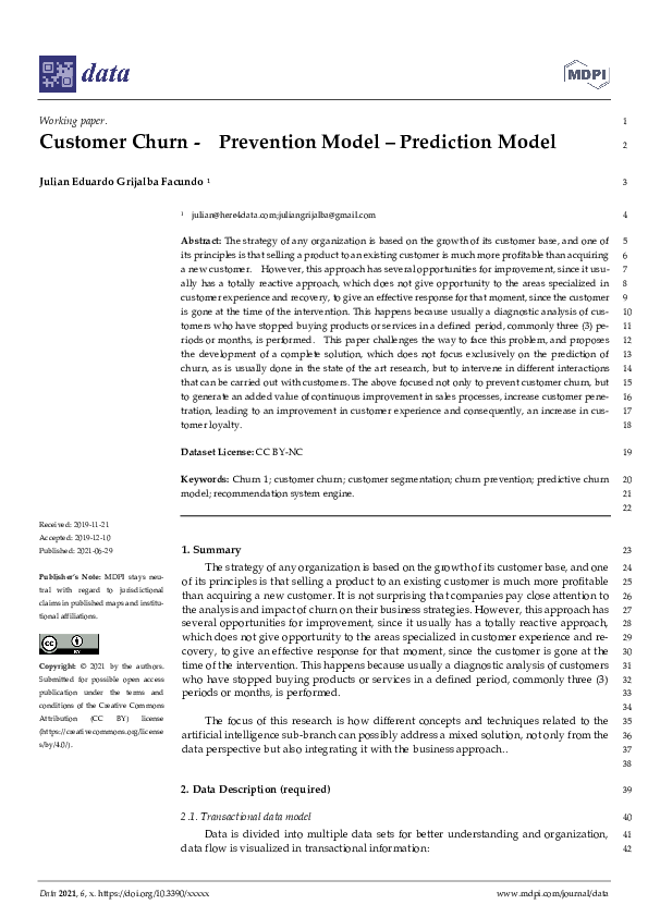 (PDF) Customer Churn -Prevention Model -Prediction Model